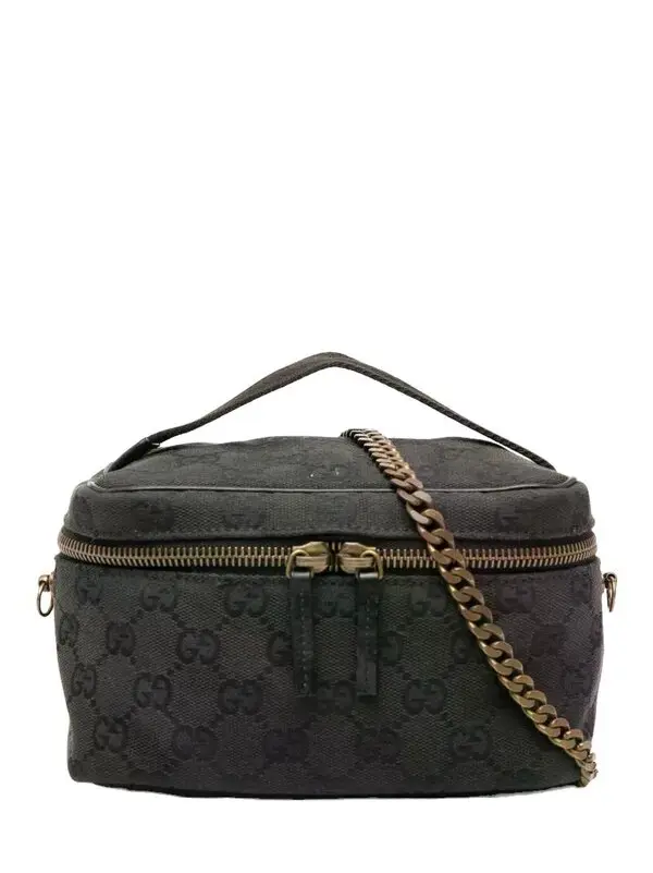 Gucci Gg Canvas Vanity Bag Satchel - Black