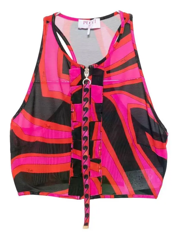 Emilio Pucci Iride Print Cropped Zip-up Top - Pink