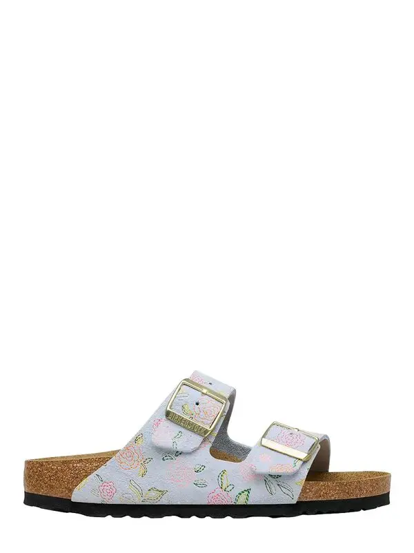 BIRKENSTOCK Arizona Floral-print Suede Sandals - Blue