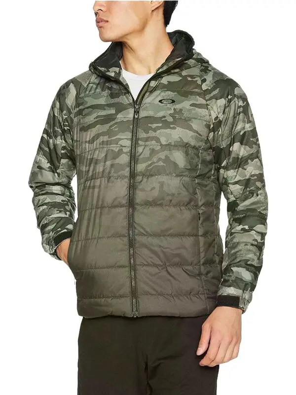 Oakley Camouflage Print Quilted Hooded Jacket - Green
