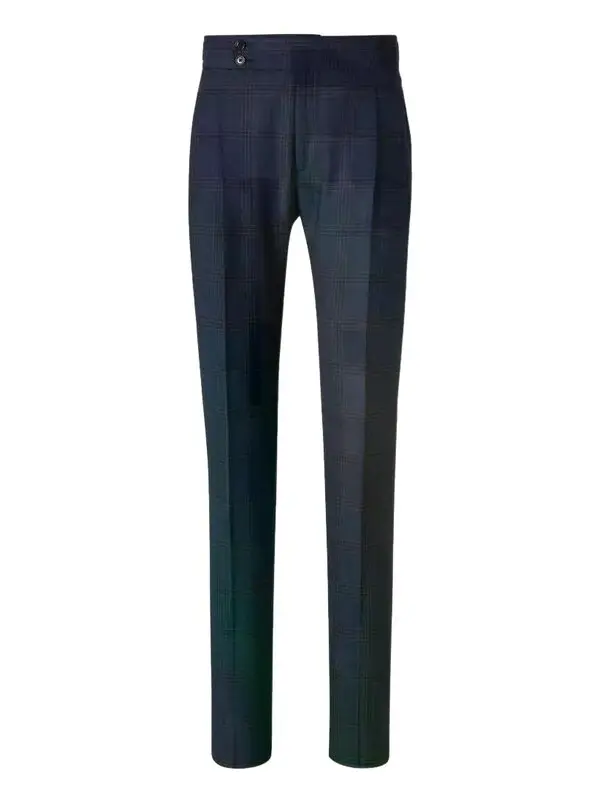 Scabal Check-pattern Pleated Trousers - Blue