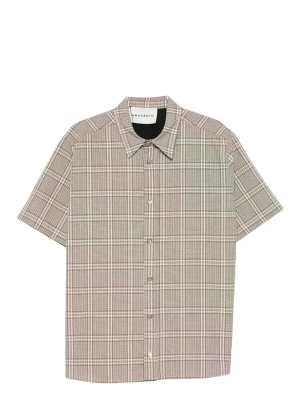 AMARANTO Checked Short-sleeve Shirt - Neutrals