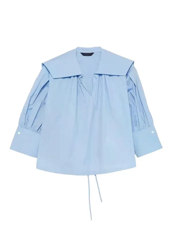 JUUN.J Sailor Collar V-neck Blouse - Blue