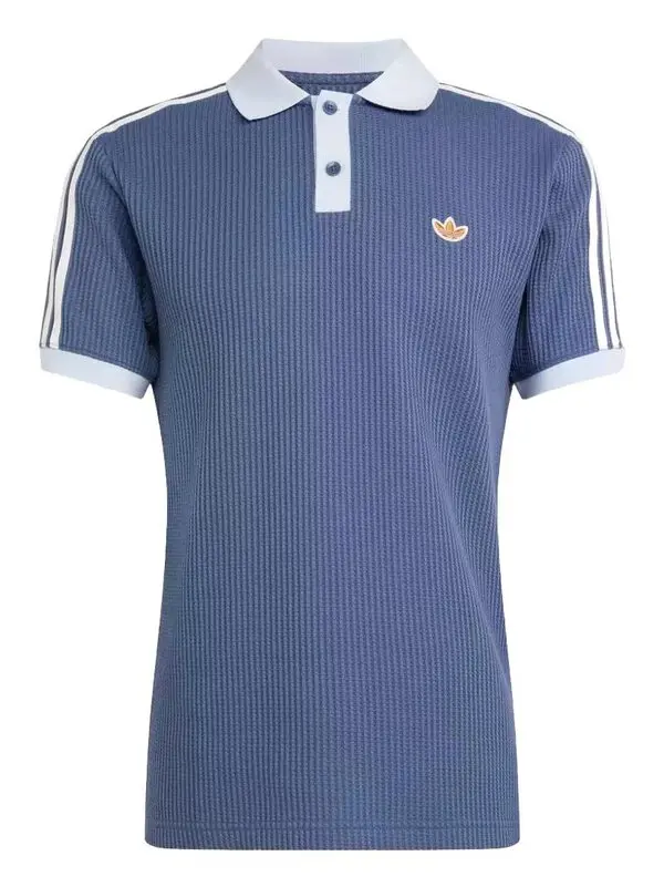 Adidas Waffle-knit Logo-patch Polo Shirt - Blue