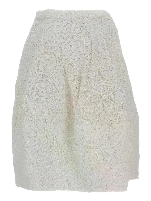 Comme Des Garçons Embroidered Midi Skirt - White