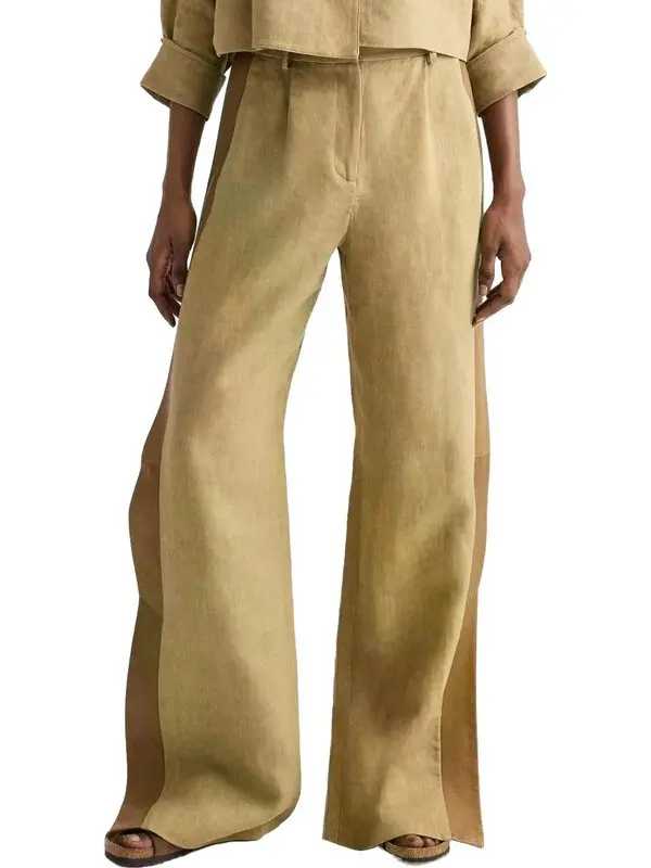 TWP Side-stripe Wide-leg Trousers - Neutrals