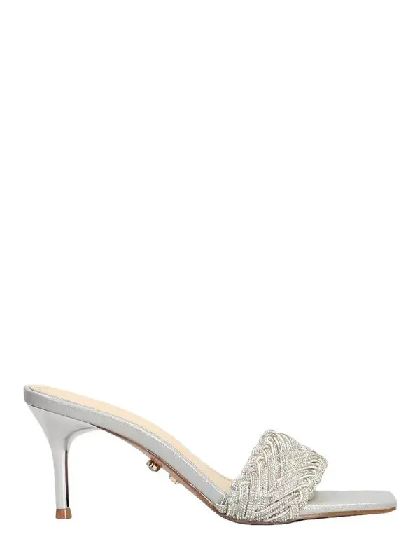 TWENTY FOURHAITCH Crystal-embellished Braided Stiletto Mules - Silver