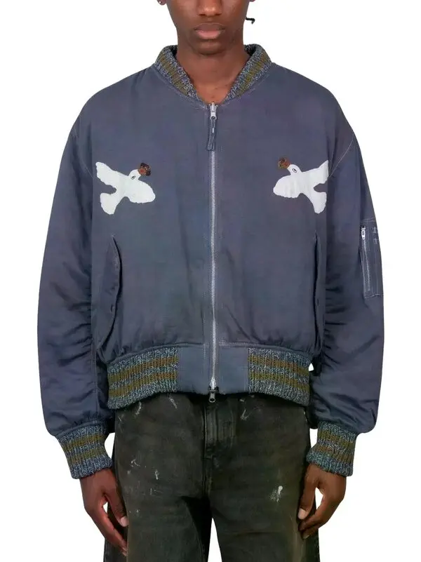 STORY MFG. Embroidered Reversible Bomber Jacket - Purple