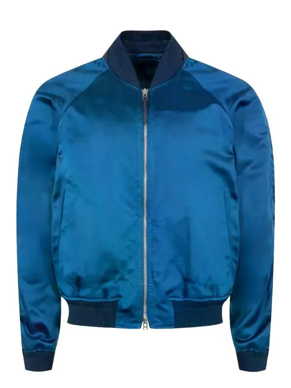 TOM FORD Structured Satin Bomber Jacket - Blue