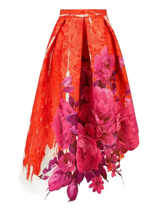 LUNATICA MILANO Floral Print Pleated Skirt - Red