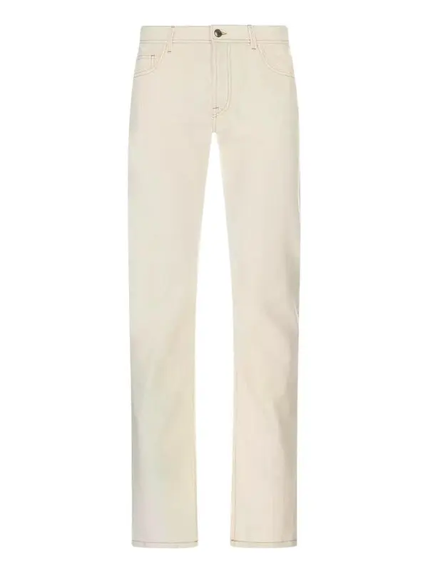 Canali Logo Patch Straight Leg Jeans - Neutrals