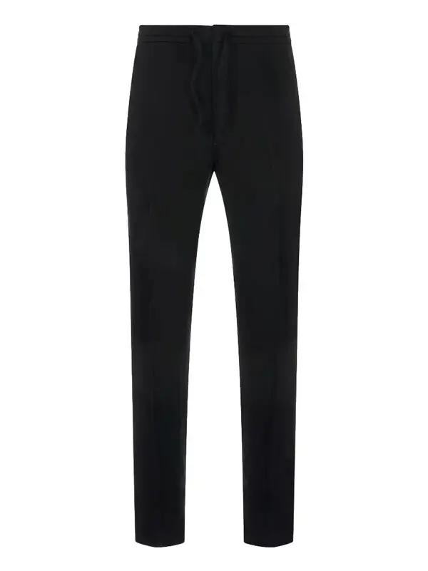 Canali Drawstring Straight-leg Trousers - Black