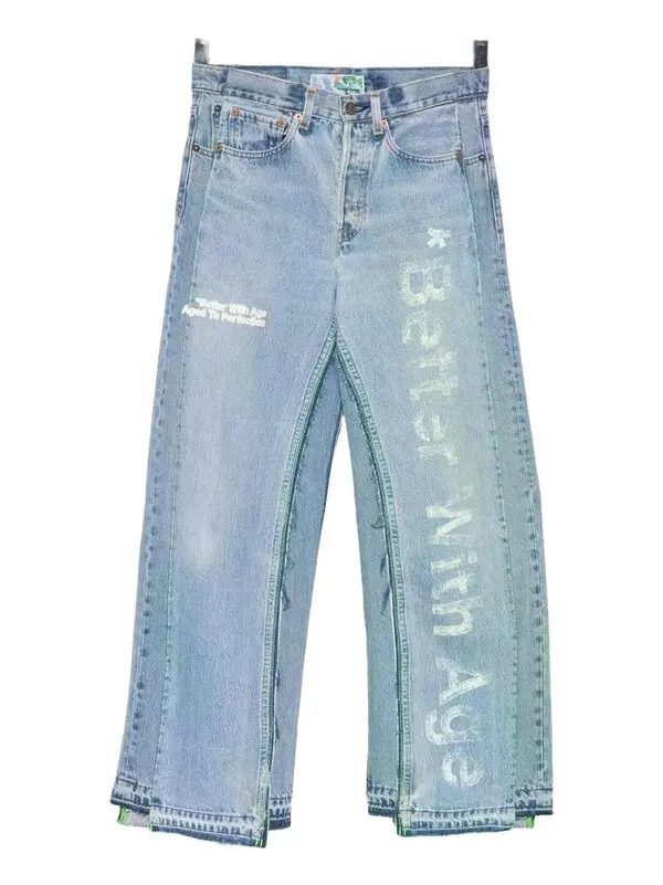 BETTER WITH AGE Logo-print Panelled Jeans - Blue