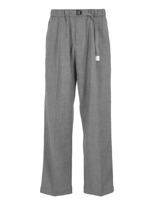 WHITE SAND Belted Pleated Trousers - Grey