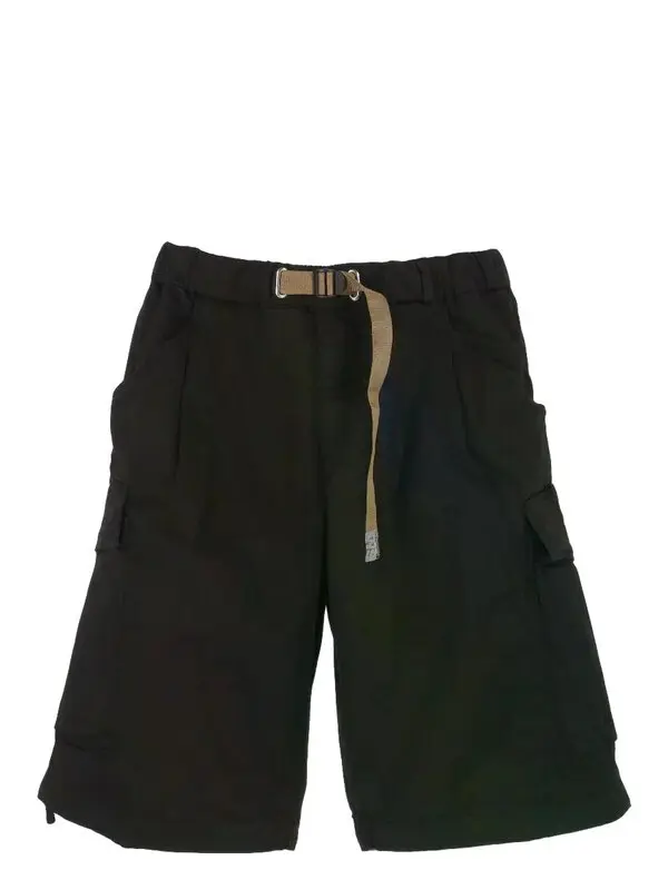 WHITE SAND Belted Cargo Shorts - Black