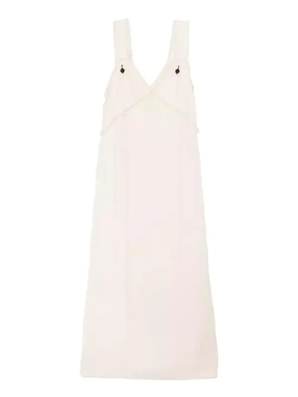 TOTEME V-neck Maxi Dress With Frayed Edges - Neutrals