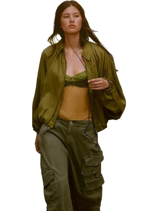 Anthropologie Oversized Zip-up Jacket - Avocado