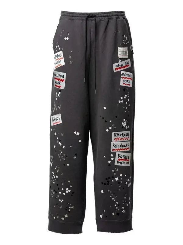 Mihara Yasuhiro Stud-embellished Patch-detail Track Pants - Grey