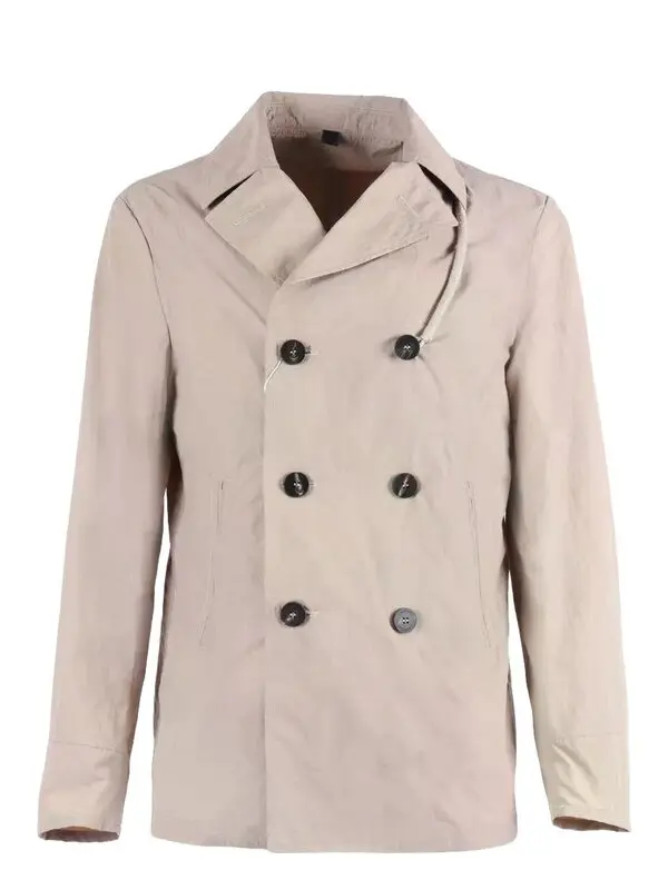 CAMPLIN Double-breasted Storm Jacket With Notched Lapels And Rope Detail - Neutrals