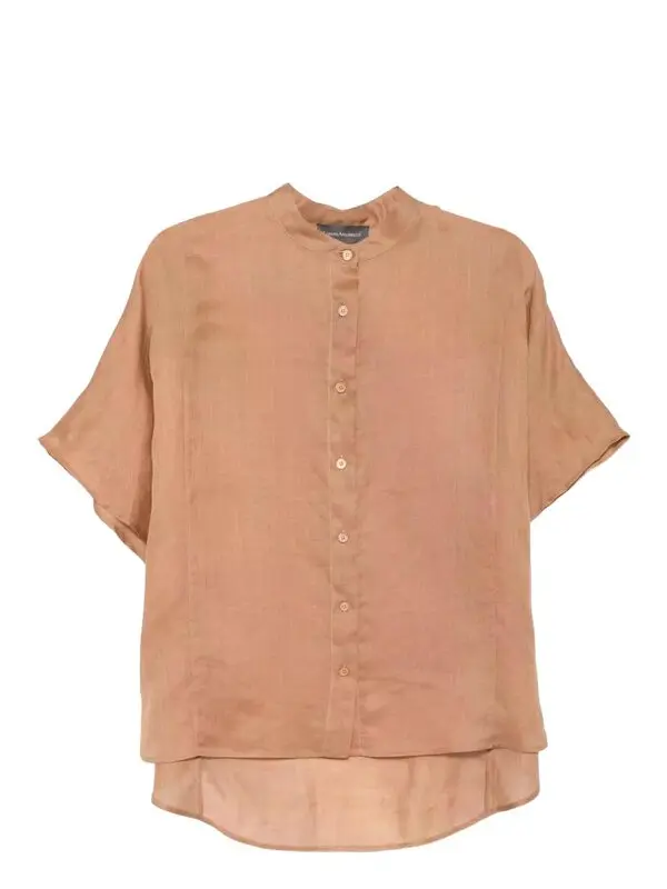 Lorena Antoniazzi Short Sleeve Band Collar Shirt - Neutrals