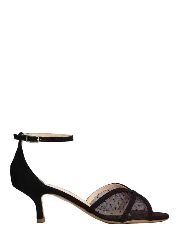 FABIO RUSCONI Polka Dot Mesh Sandals - Black