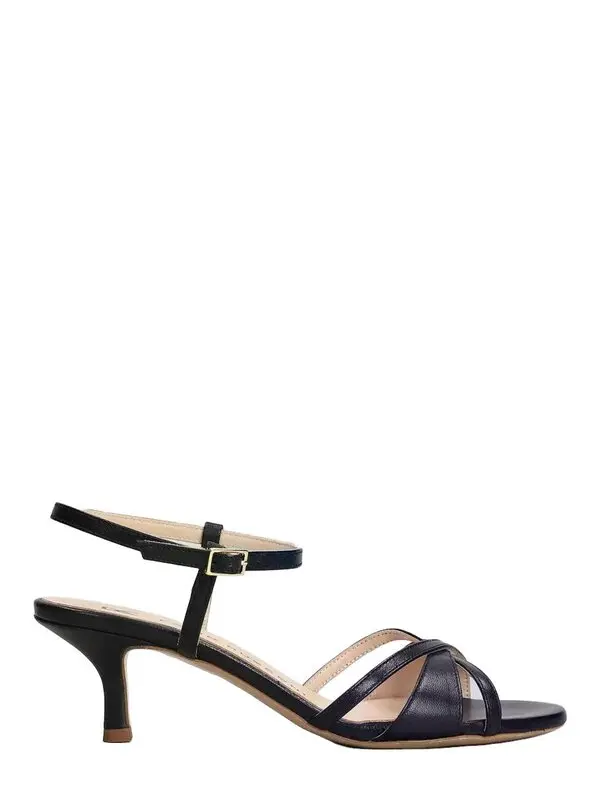 FABIO RUSCONI Criss-cross Kitten-heel Sandals - Black