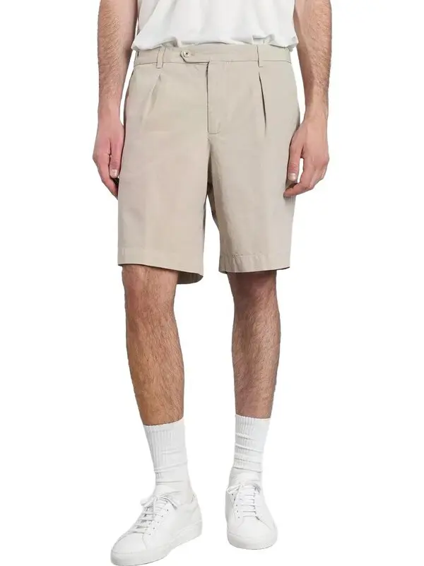 BRIGLIA 1949 Pleated Detail Shorts - Neutrals
