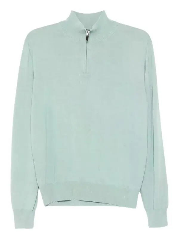 Canali Stand-collar Zip-up Sweater - Green