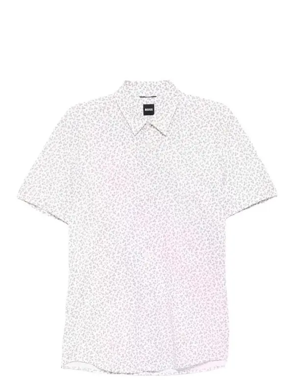 BOSS Floral-print Short-sleeve Shirt - White