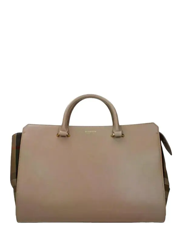 Burberry Banner Check-panel Leather Tote Bag - Neutrals