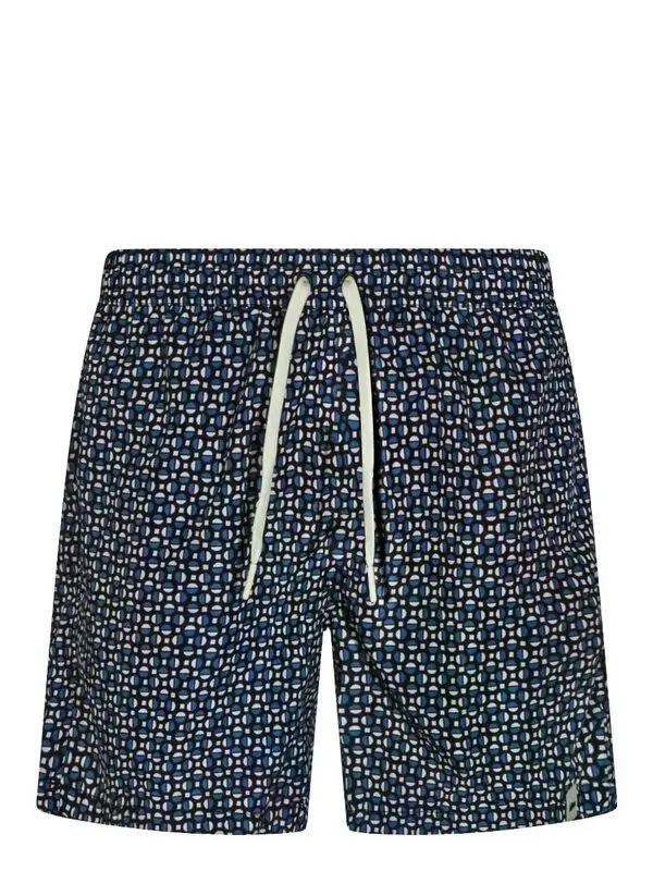 Altea Geometric Print Drawstring Swim Shorts - Blue