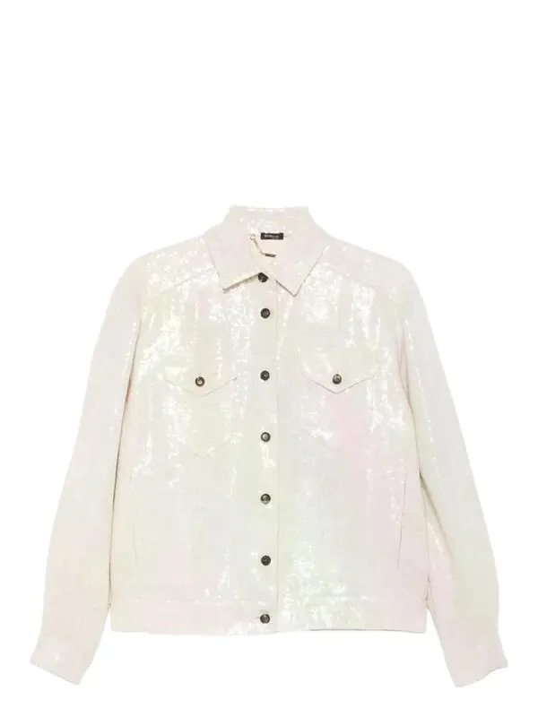 Kiton Embellished Sequin Button-up Jacket - Neutrals