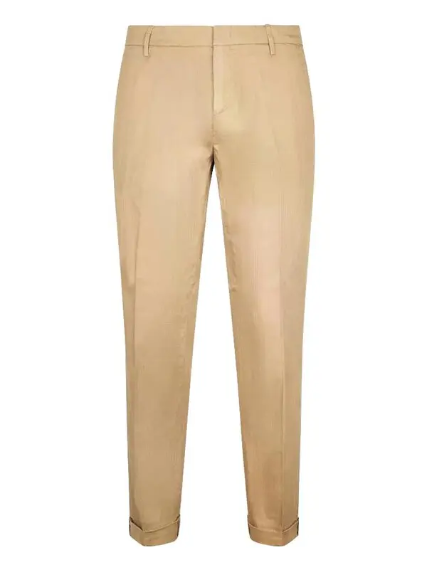 DONDUP Logo Plaque Turn-up Trousers - Neutrals