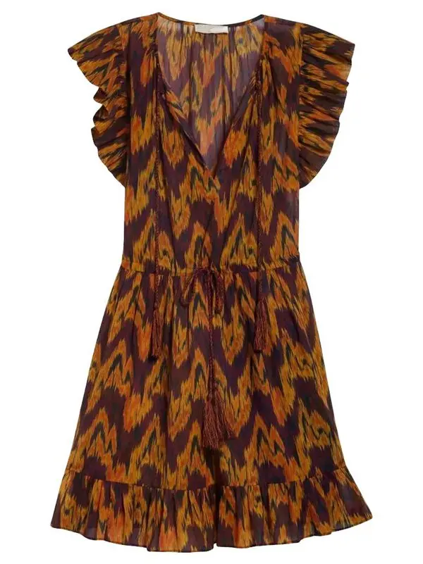 Ulla Johnson Ikat-print Ruffled Dress - Brown