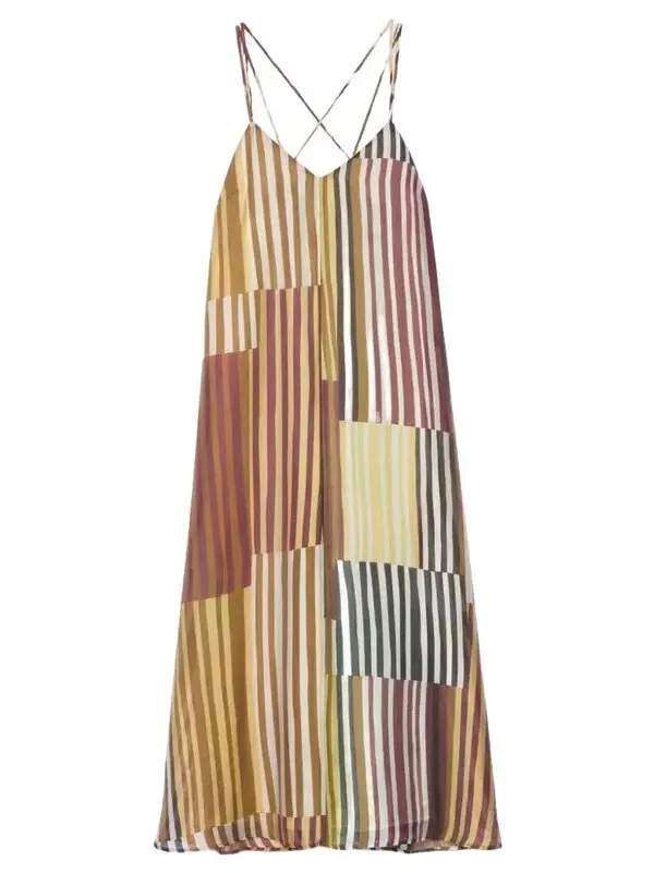 OTTOD'AME Striped Patchwork Maxi Dress - Neutrals