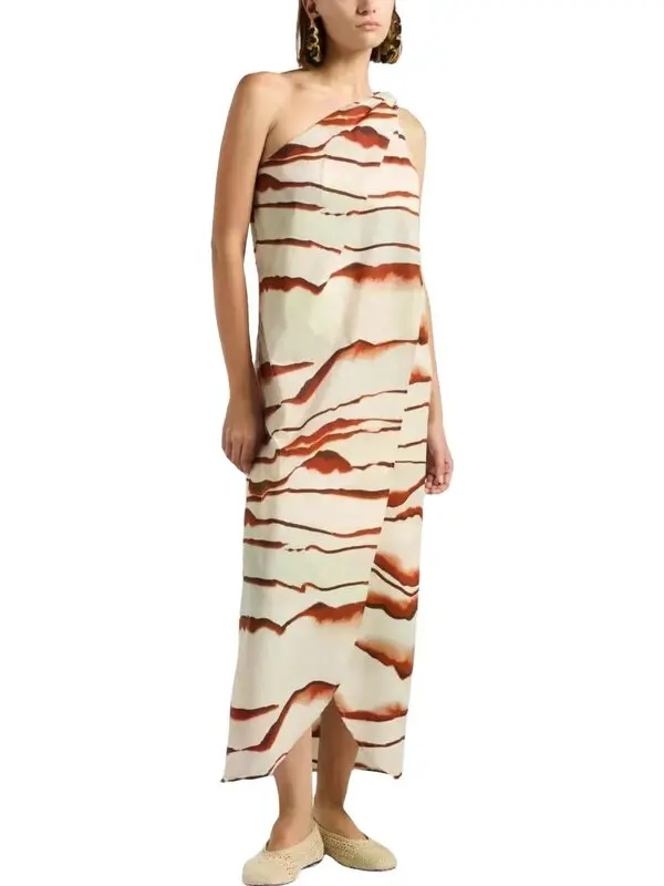 Liviana Conti One-shoulder Abstract Print Dress - Neutrals