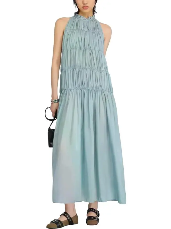SEMICOUTURE Marylou Smocked Tiered Dress - Blue