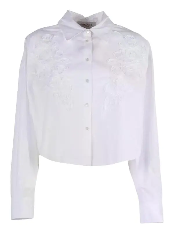 Ermanno Scervino Embroidered Cropped Shirt - White