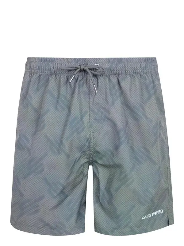 DAILY PAPER Kalamata Monogram Print Swim Shorts - Grey