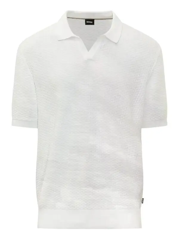 BOSS Waffle-knit Short-sleeve Polo - White