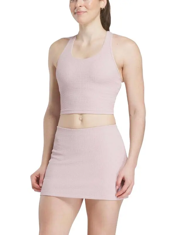 REEBOK Cropped Waffle-knit Tank Top - Muted Mauve