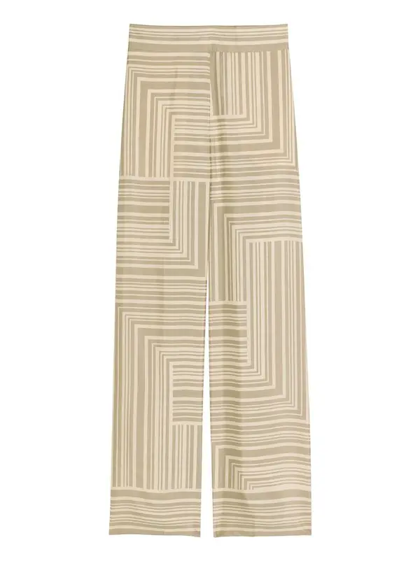JOSEPH Printed Silk Wide-leg Trousers - Beige
