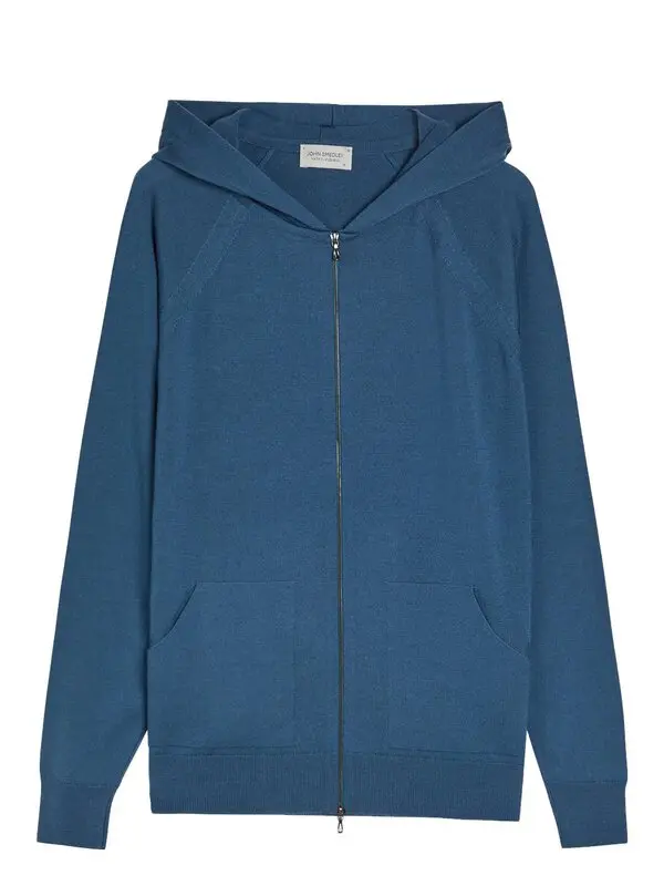 John Smedley Carty Hooded Merino Wool Jumper - Blue