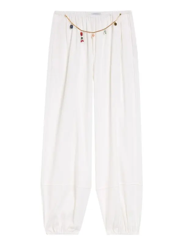 Stella McCartney Embellished-chain Balloon-leg Cotton Trousers - White