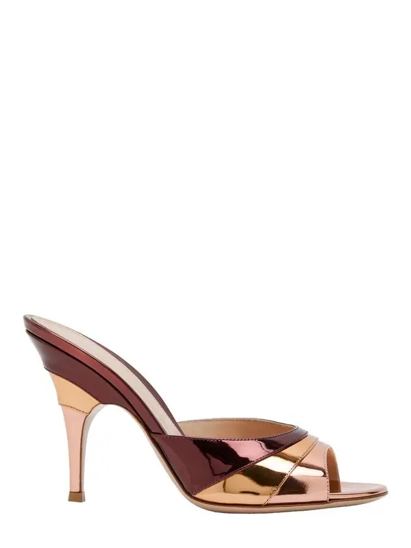 GIANVITO ROSSI Marea 95 Metallic Leather Mules - Brown