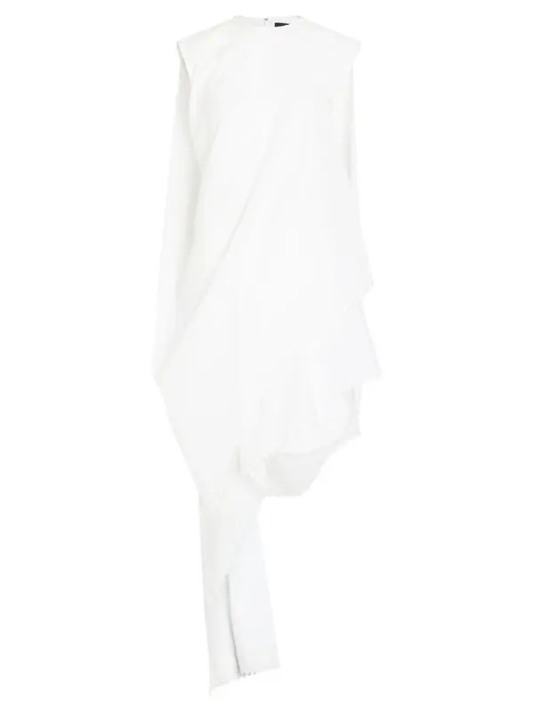Jacquemus Asymmetric Cotton-poplin Midi Dress - White