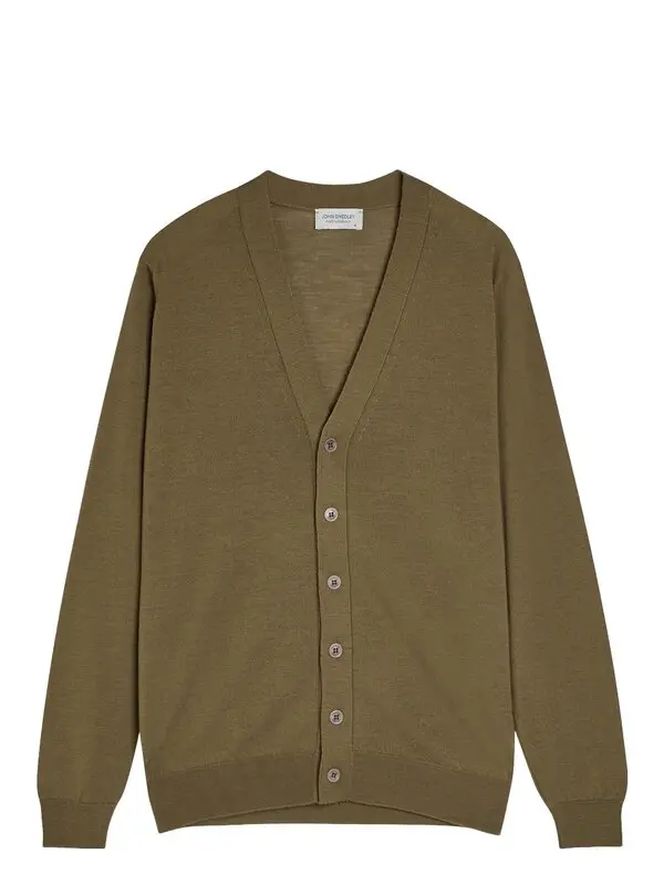 John Smedley Merino Wool Cardigan - Dark Green
