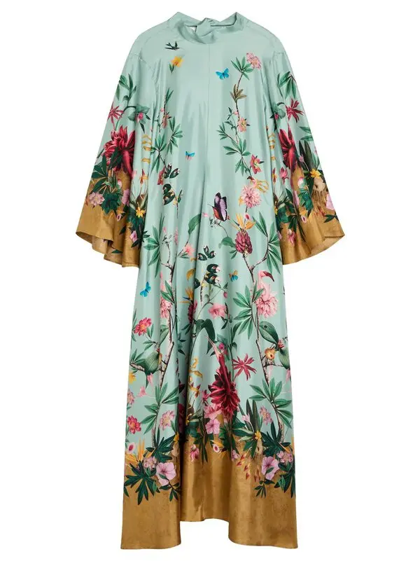 La DoubleJ Magnifico Printed Silk Maxi Dress - Blue