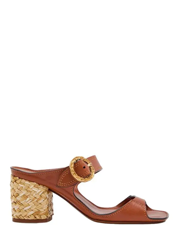 Zimmermann Solena Raffia Block Heel Mules - Brown