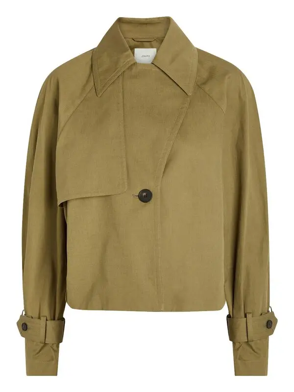 JOSEPH Cotton Trench Jacket With Belted Cuffs And Notched Lapel - Green